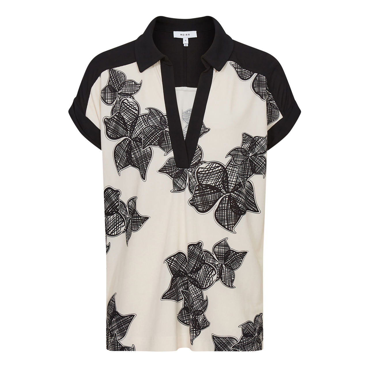 Daria Printed Open Collar Top