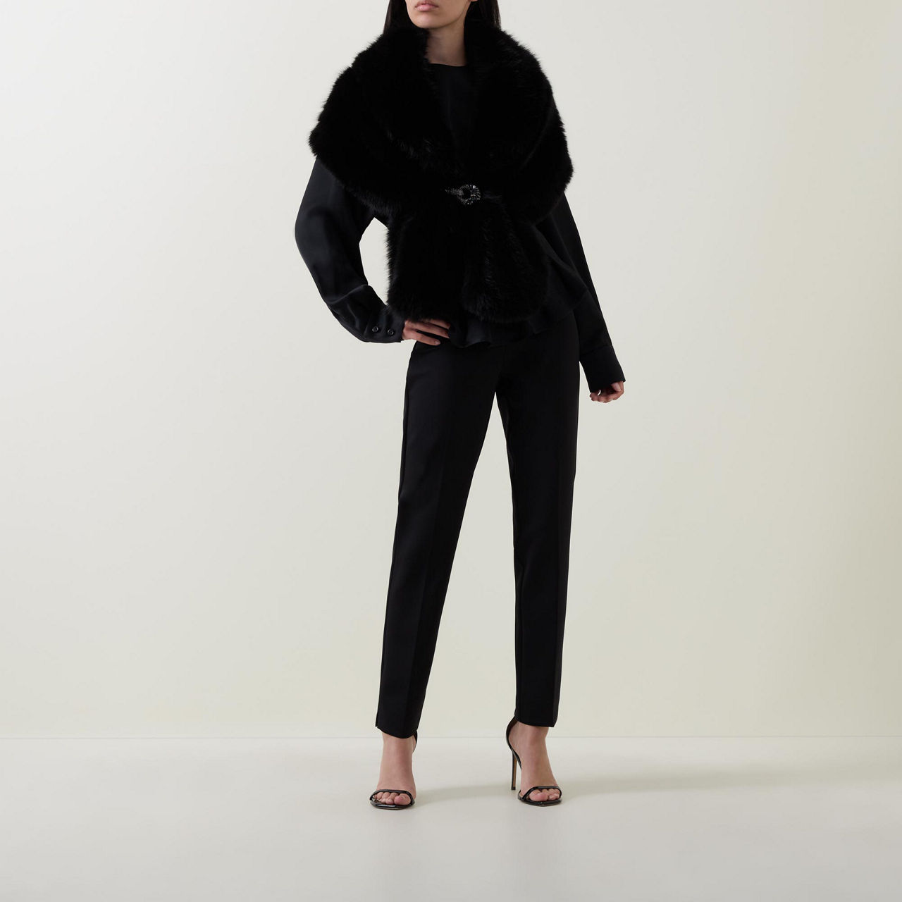 Faux Fur Embellished Shawl