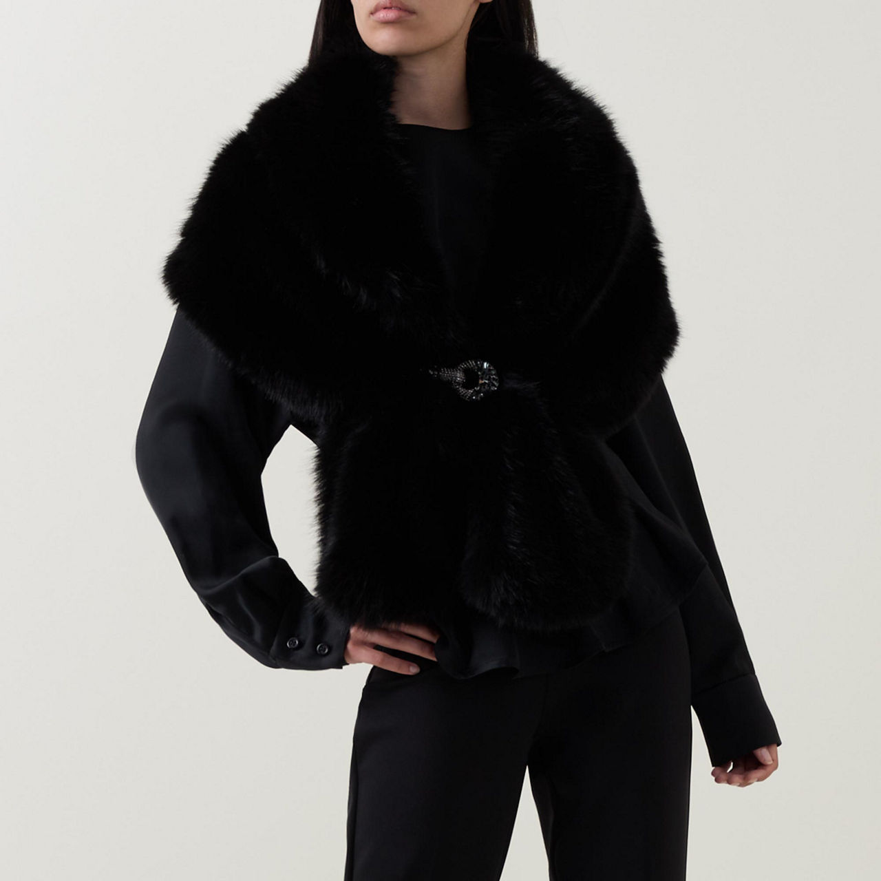 Faux Fur Embellished Shawl