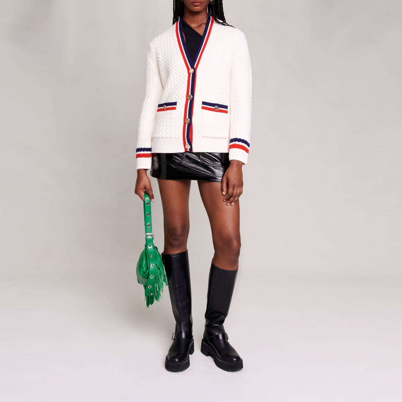 MAJE Cable Knit Cardigan