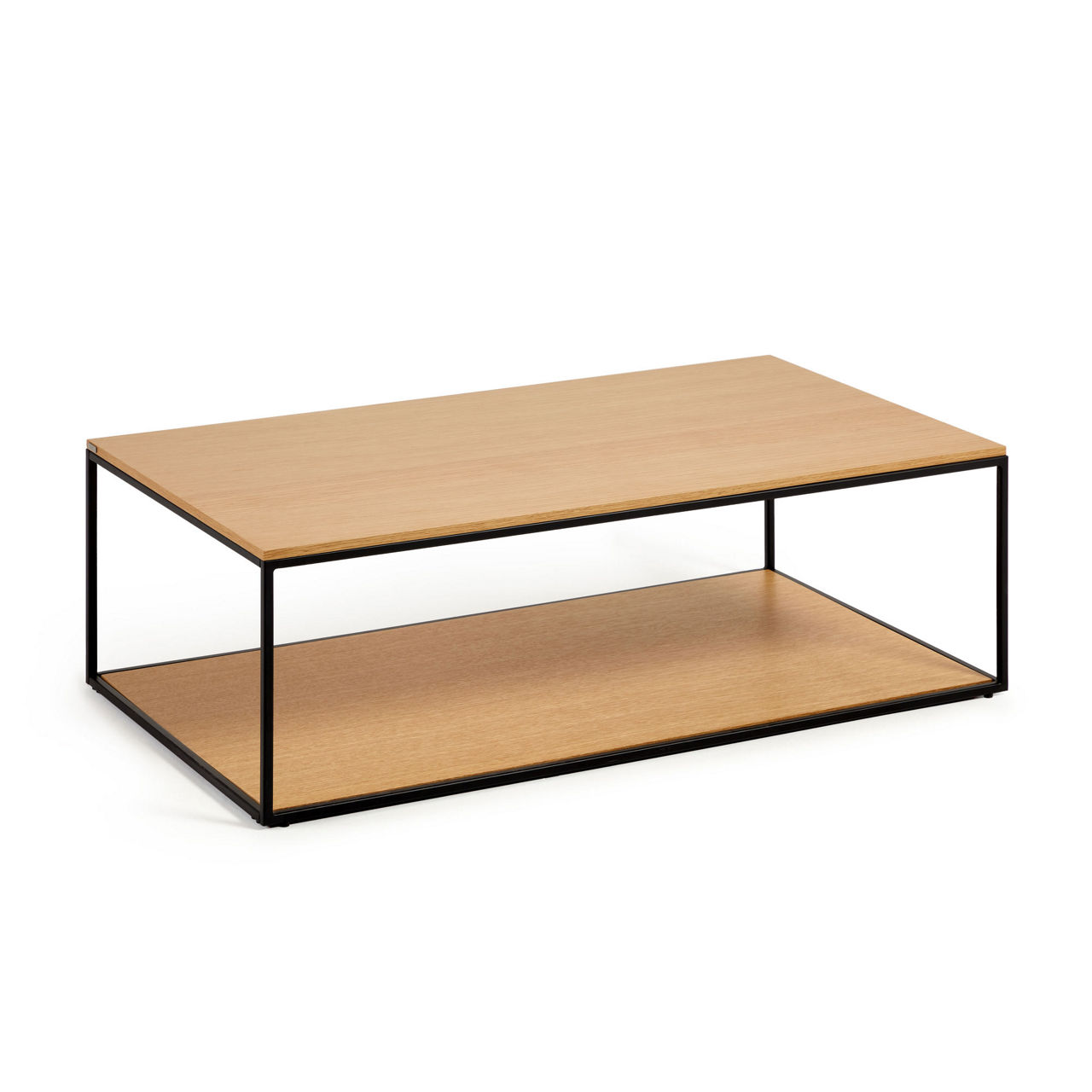 Yoana Coffee Table 110 x 60cm Oak Wood Veneer with Painted Black Metal ...