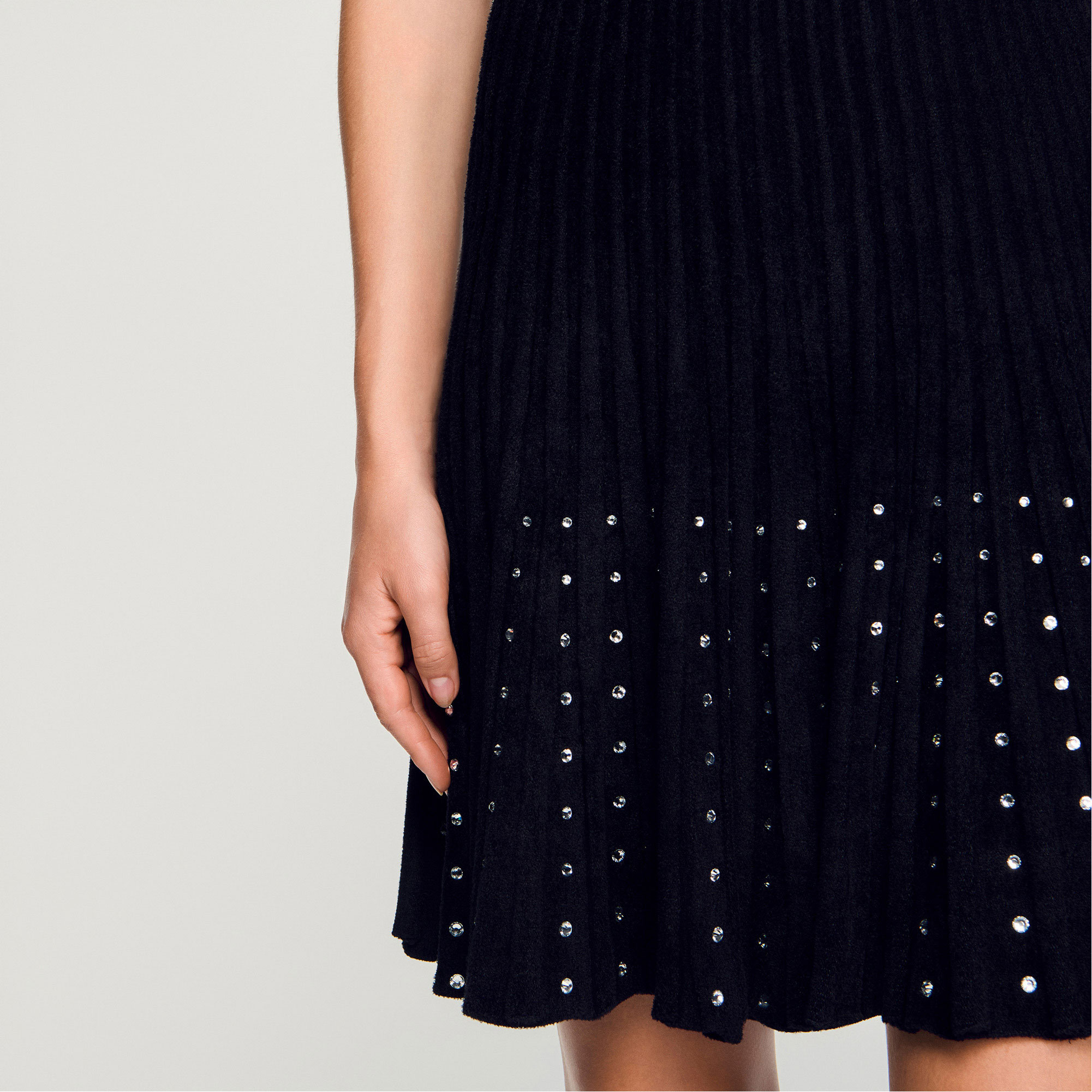 SANDRO Embellished Flared Mini Dress