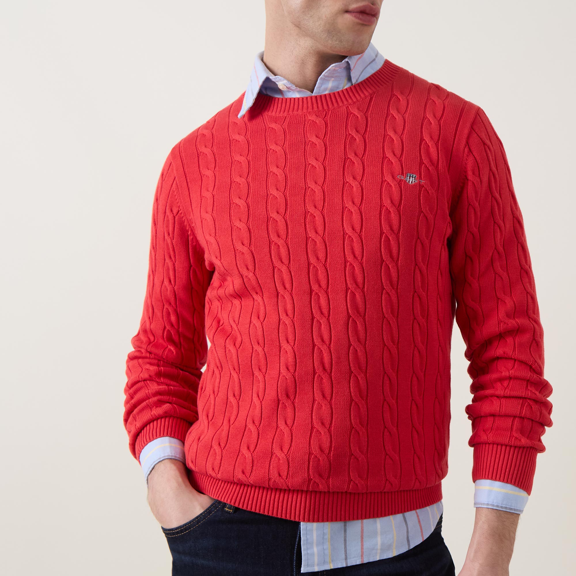 GANT Shield Logo Cable Knit Sweater