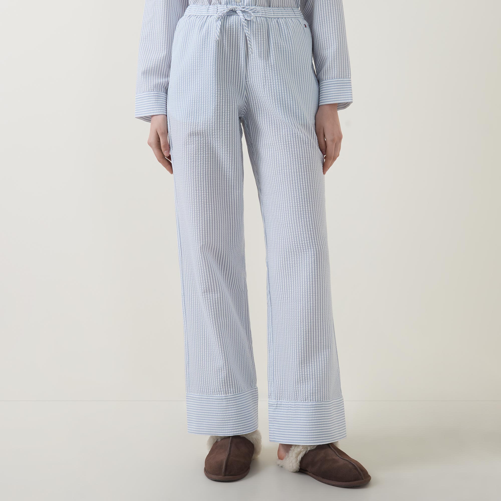 Striped Seersucker Logo Pyjama Bottoms