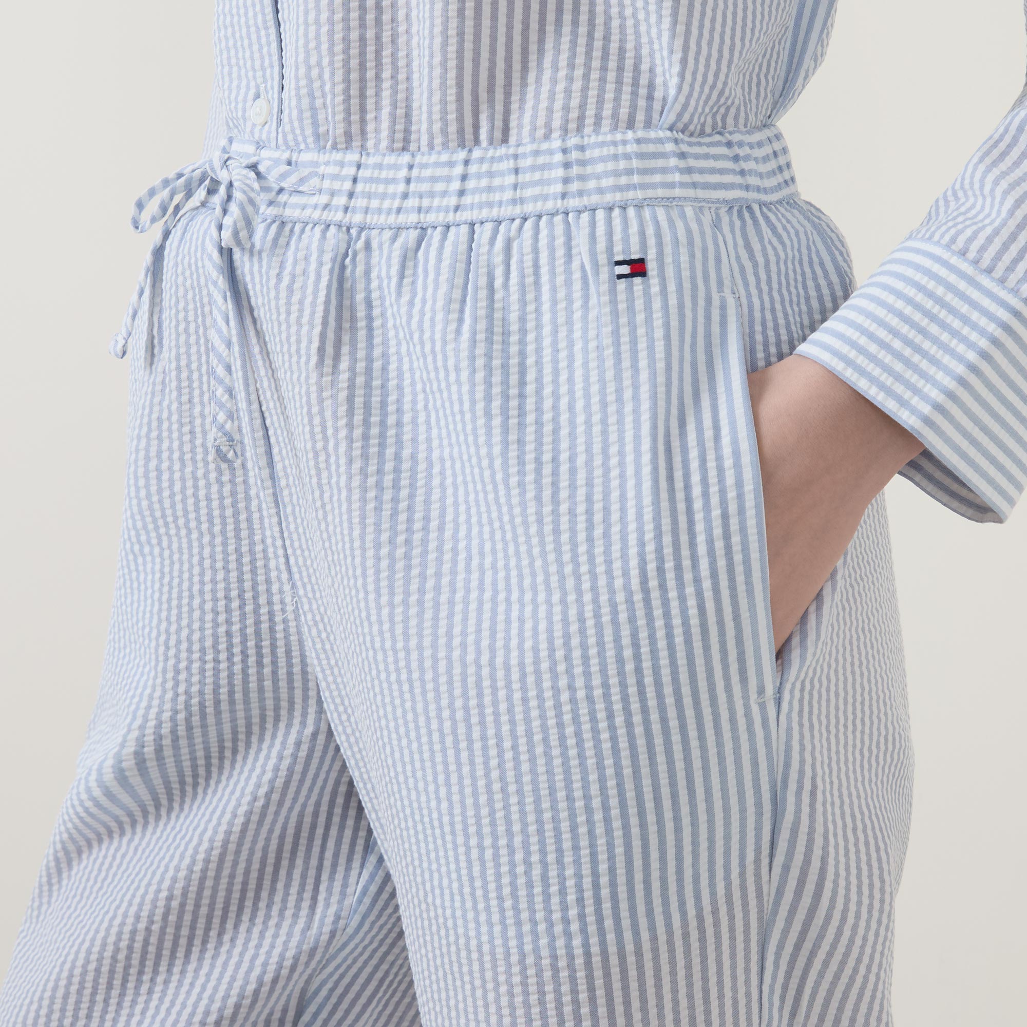 Striped Seersucker Logo Pyjama Bottoms