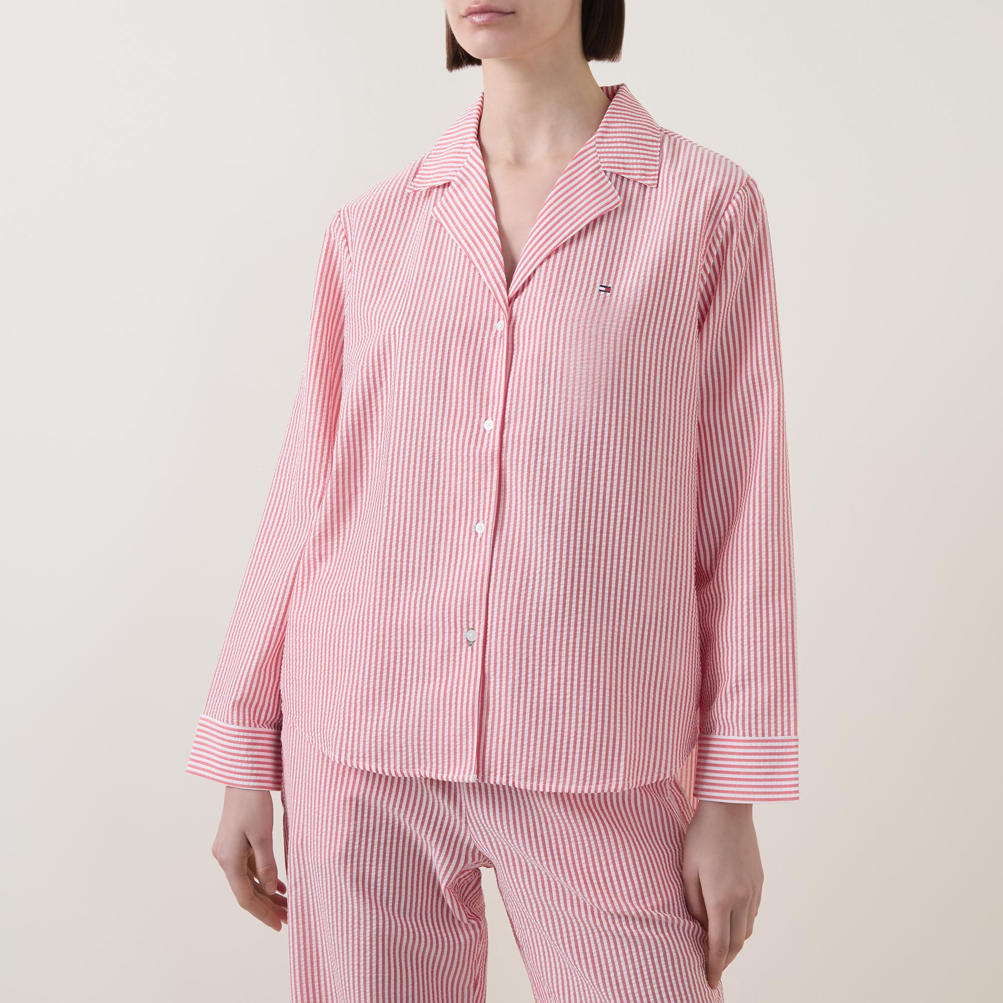 Striped Seersucker Logo Pyjama Top