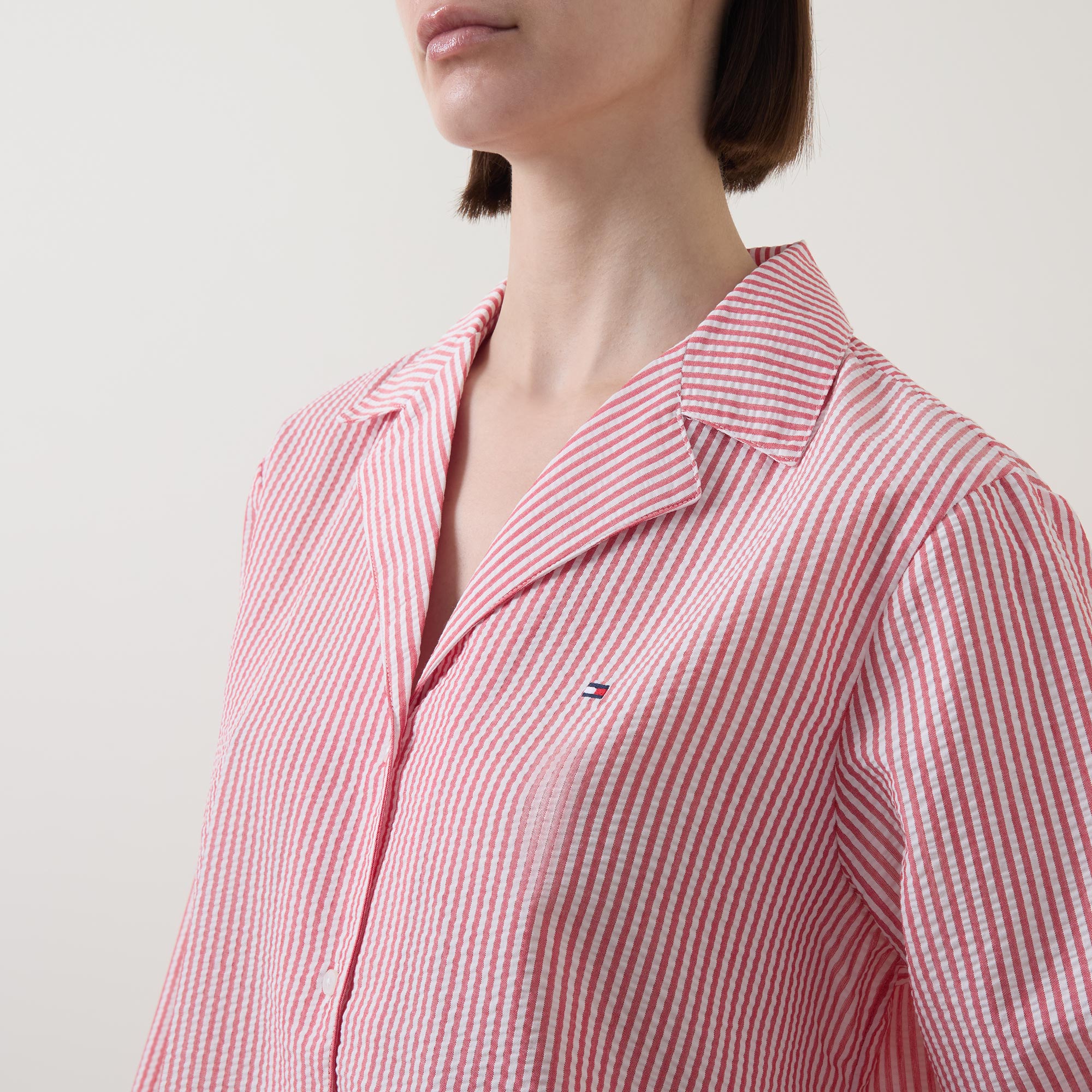 Striped Seersucker Logo Pyjama Top