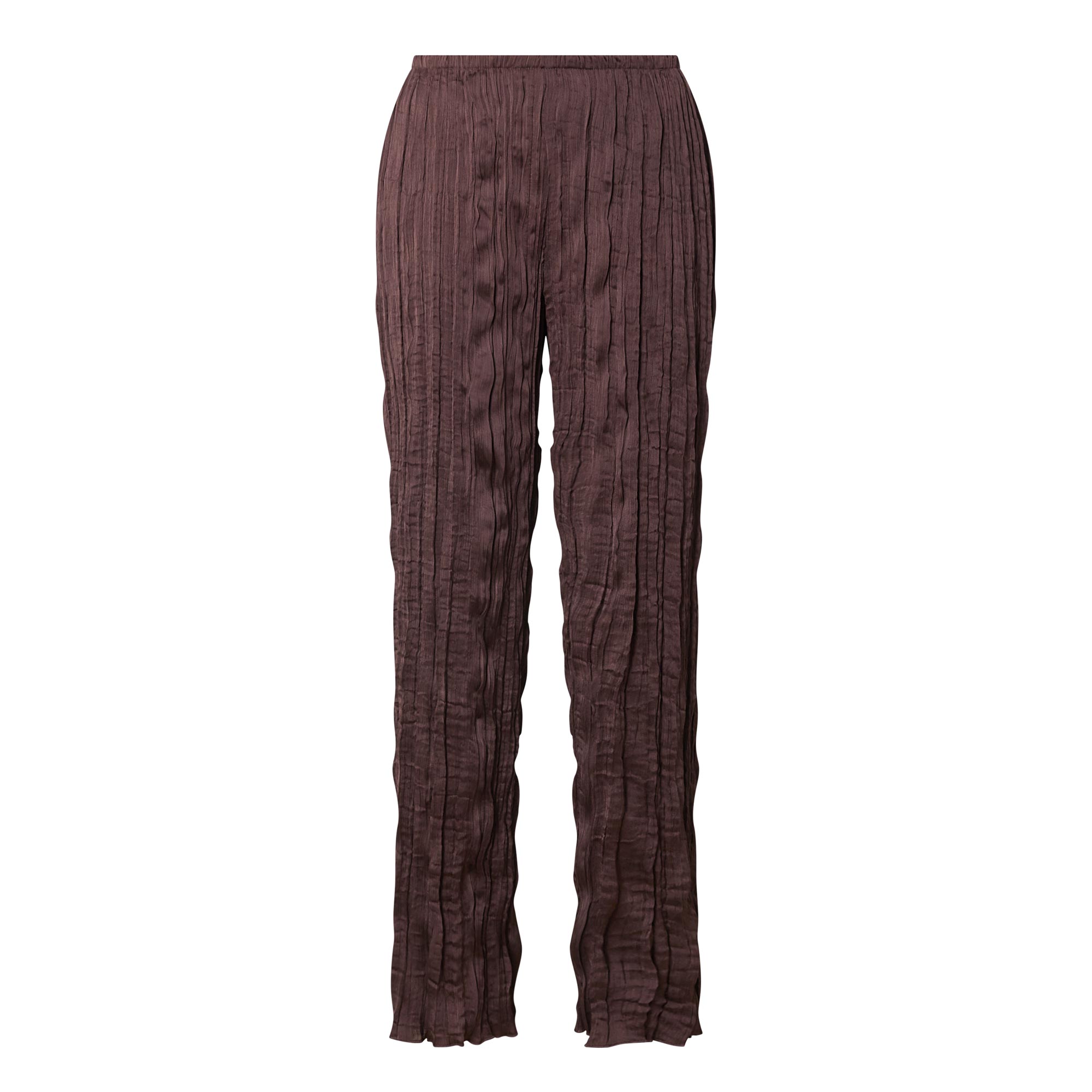 STAUD Nami Plissé Straight Leg Trousers