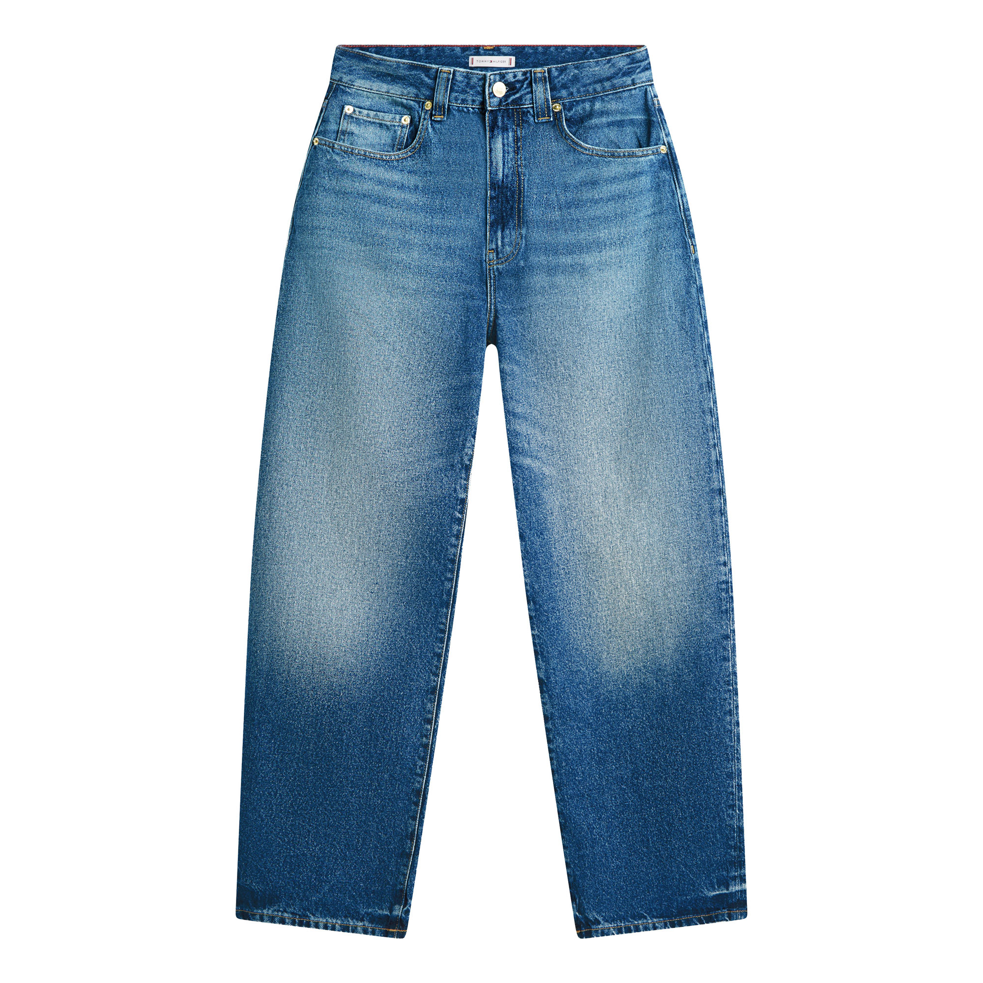 Mid-Rise Tapered Barrel Leg Jeans