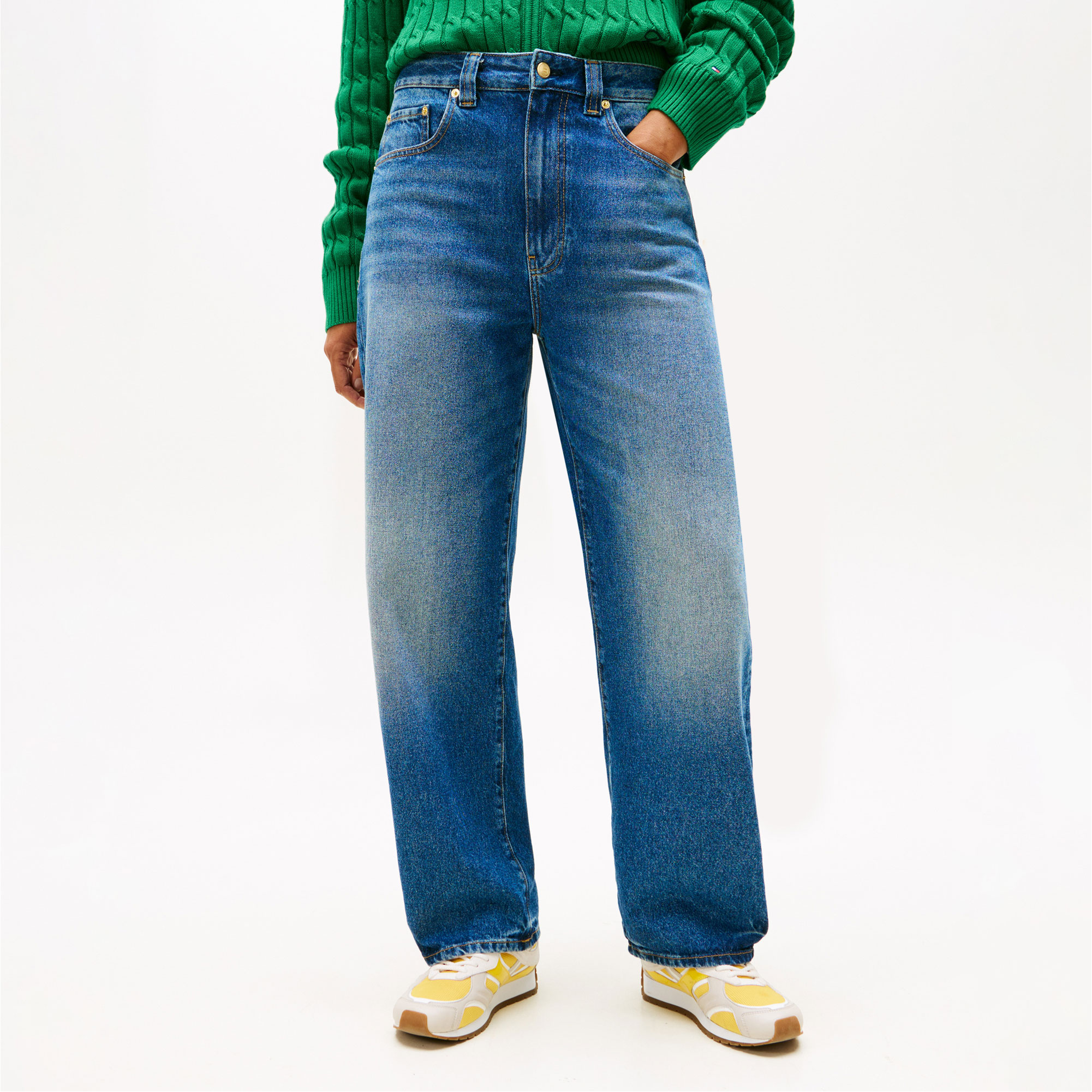 Mid-Rise Tapered Barrel Leg Jeans