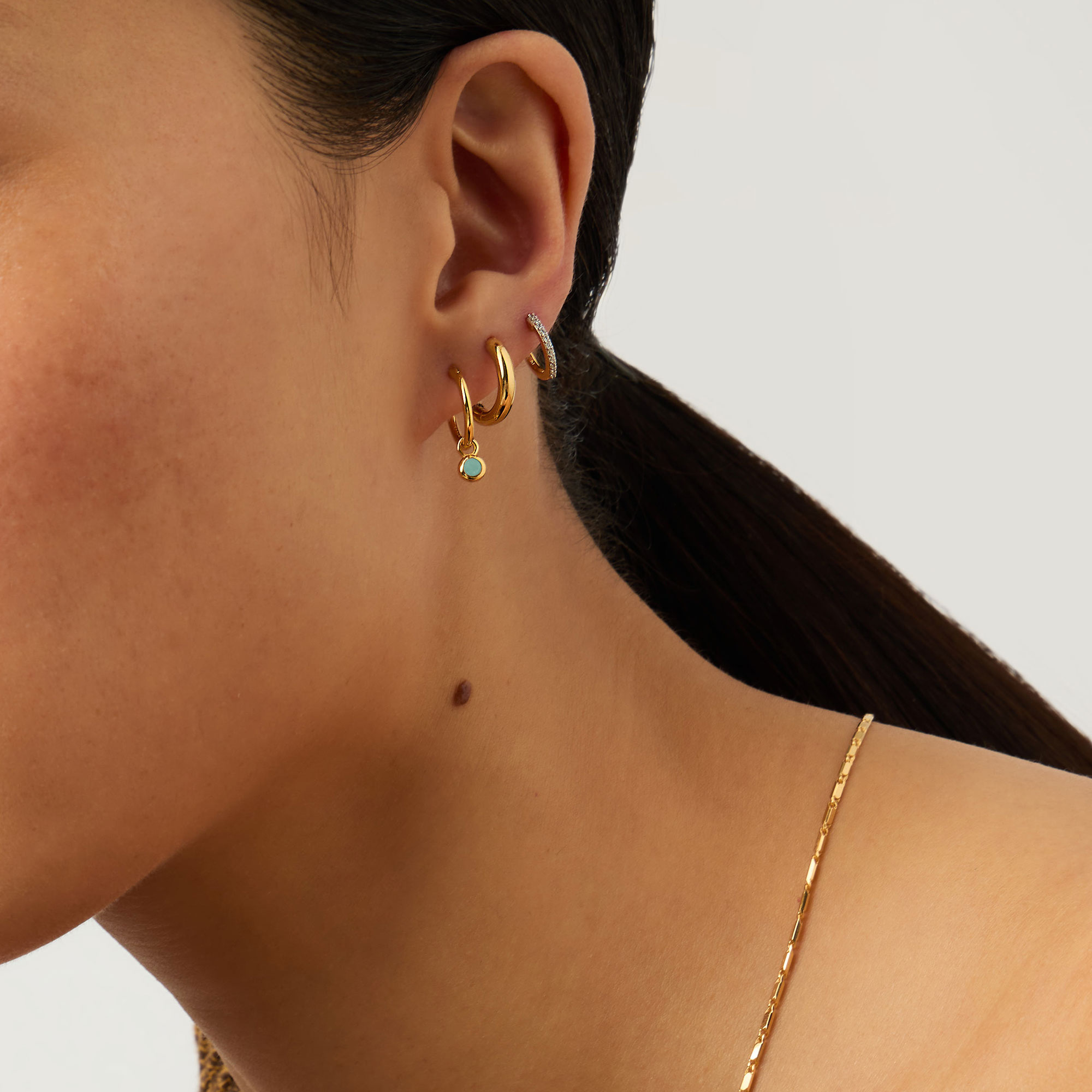 MISSOMA March Birthstone Mini Charm Hoop Earrings