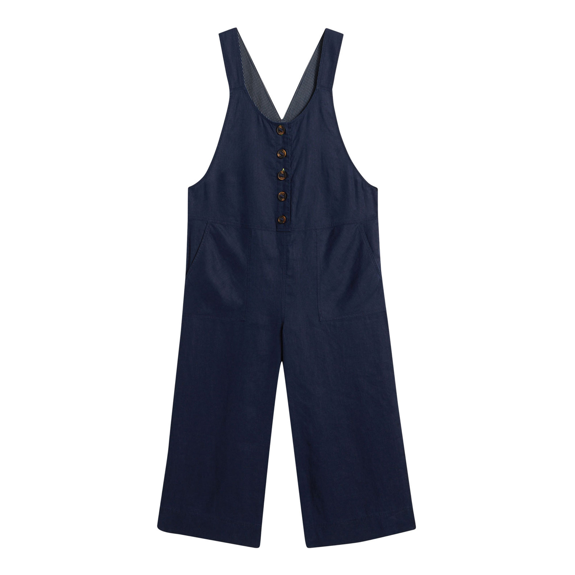 WHITE STUFF Viola Button Front Linen Dungarees