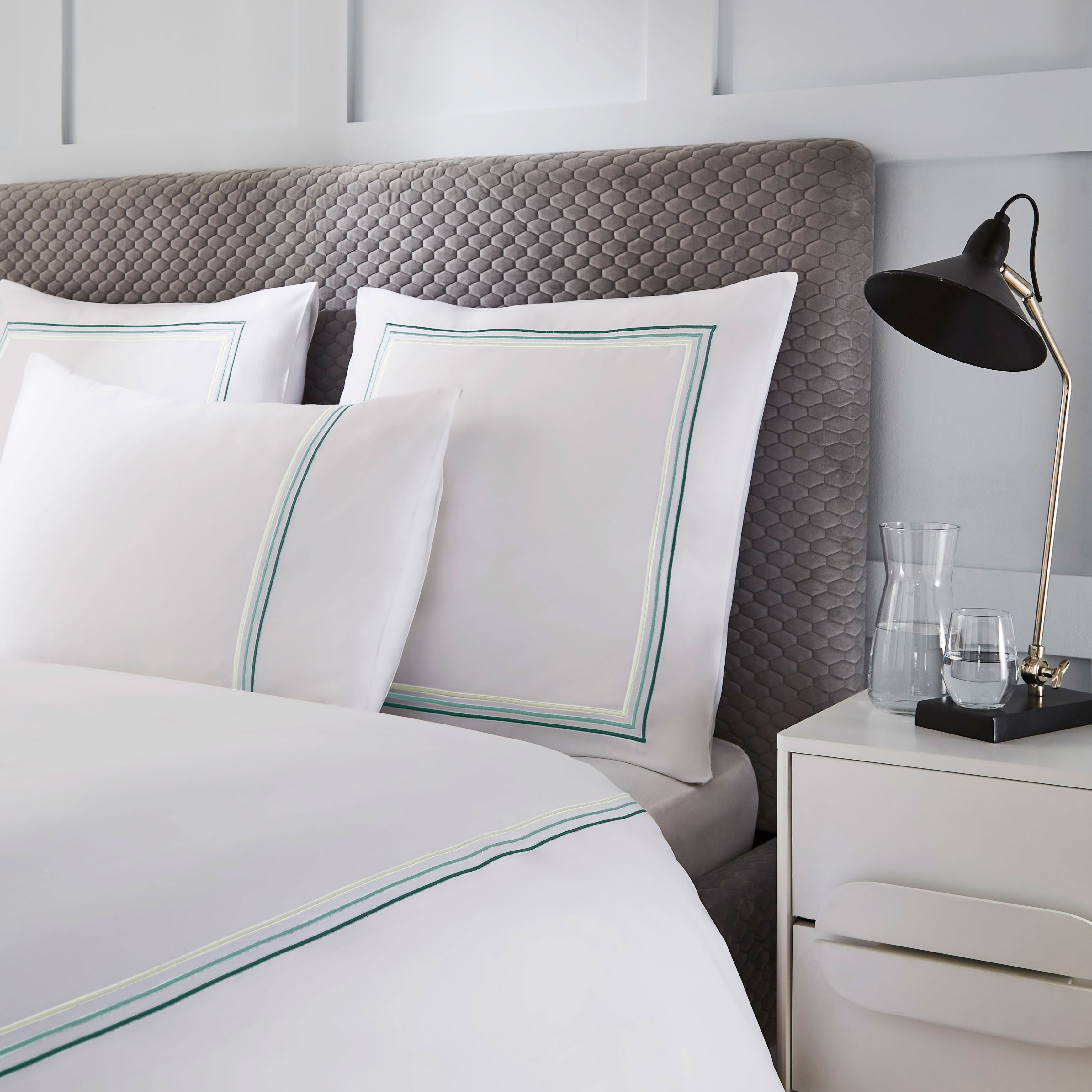 KARLA BREE 400 Thread Count Triple Row Cord Square Pillowcase Pair ...