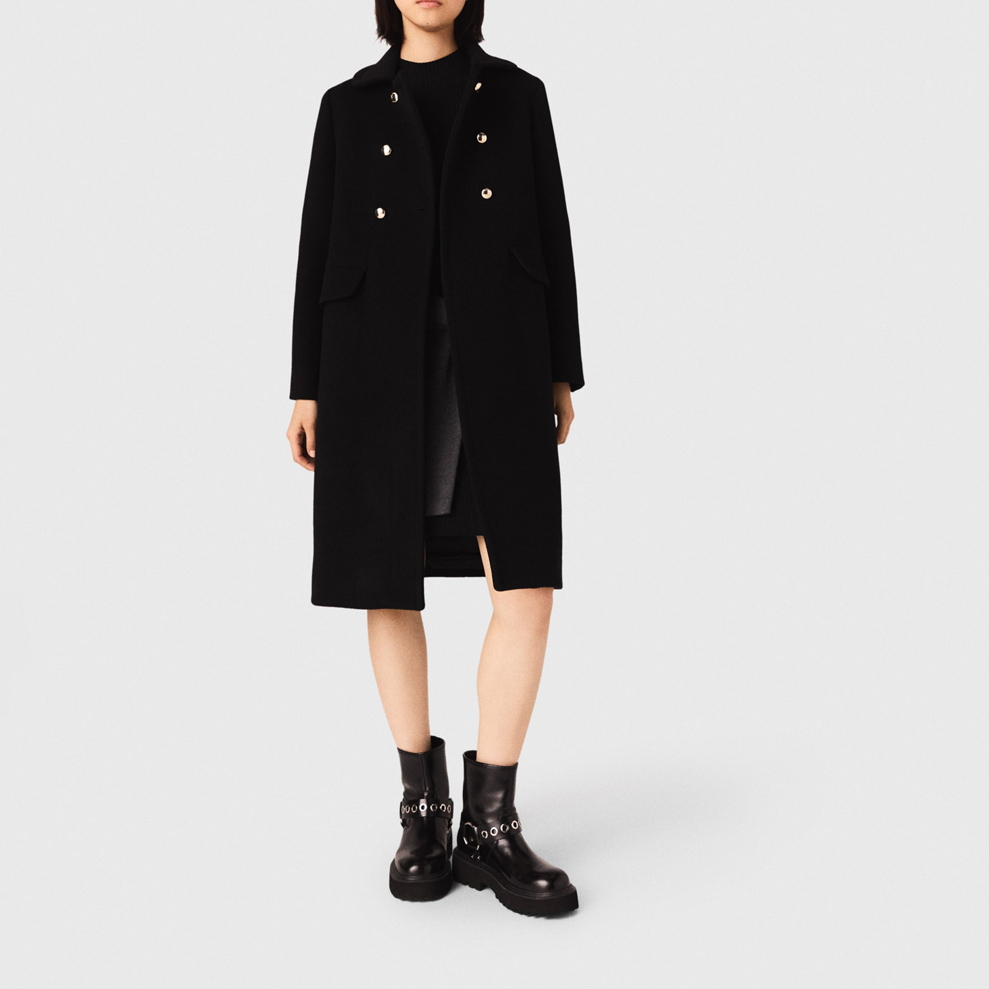 MAJE Long Double-Breasted Coat