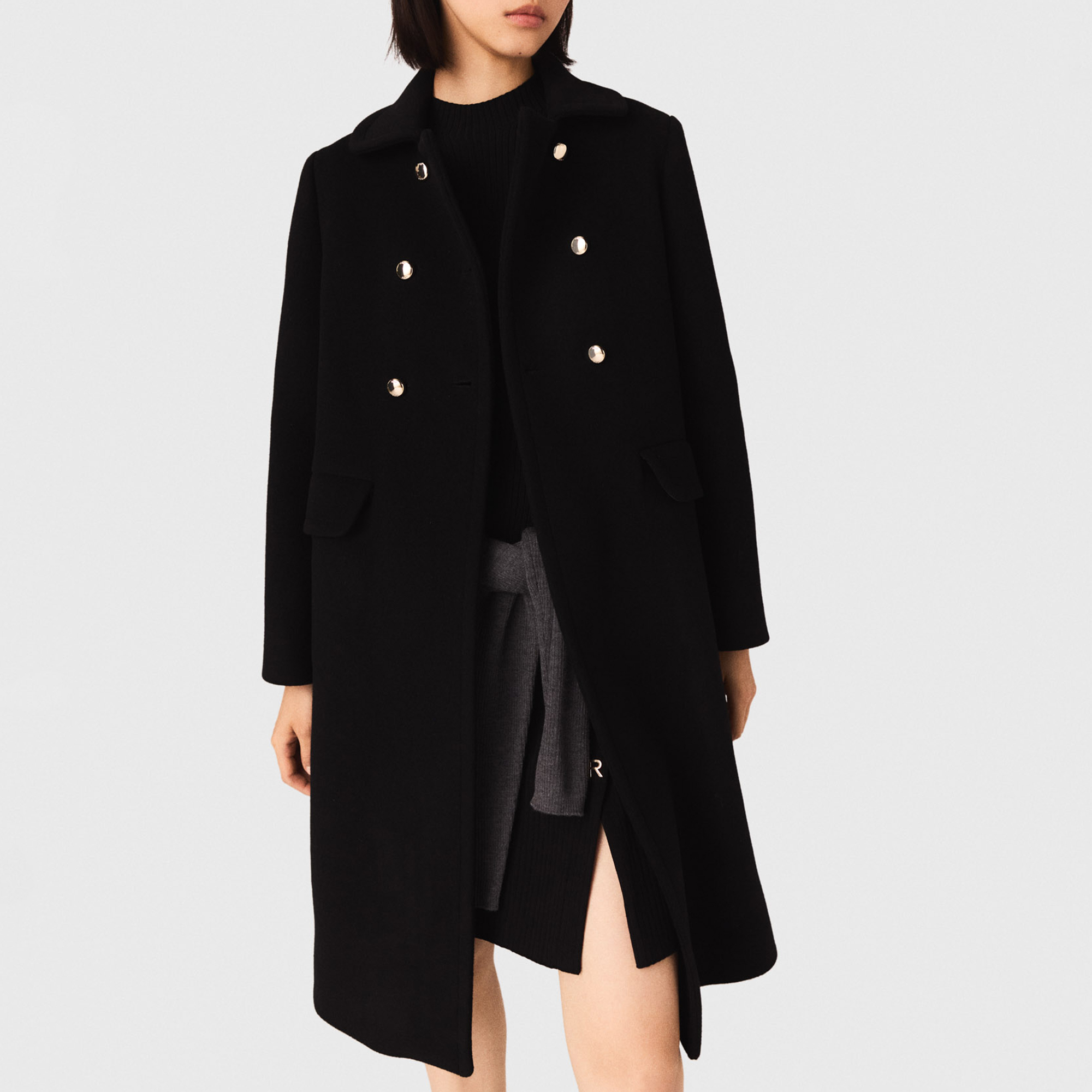 MAJE Long Double-Breasted Coat