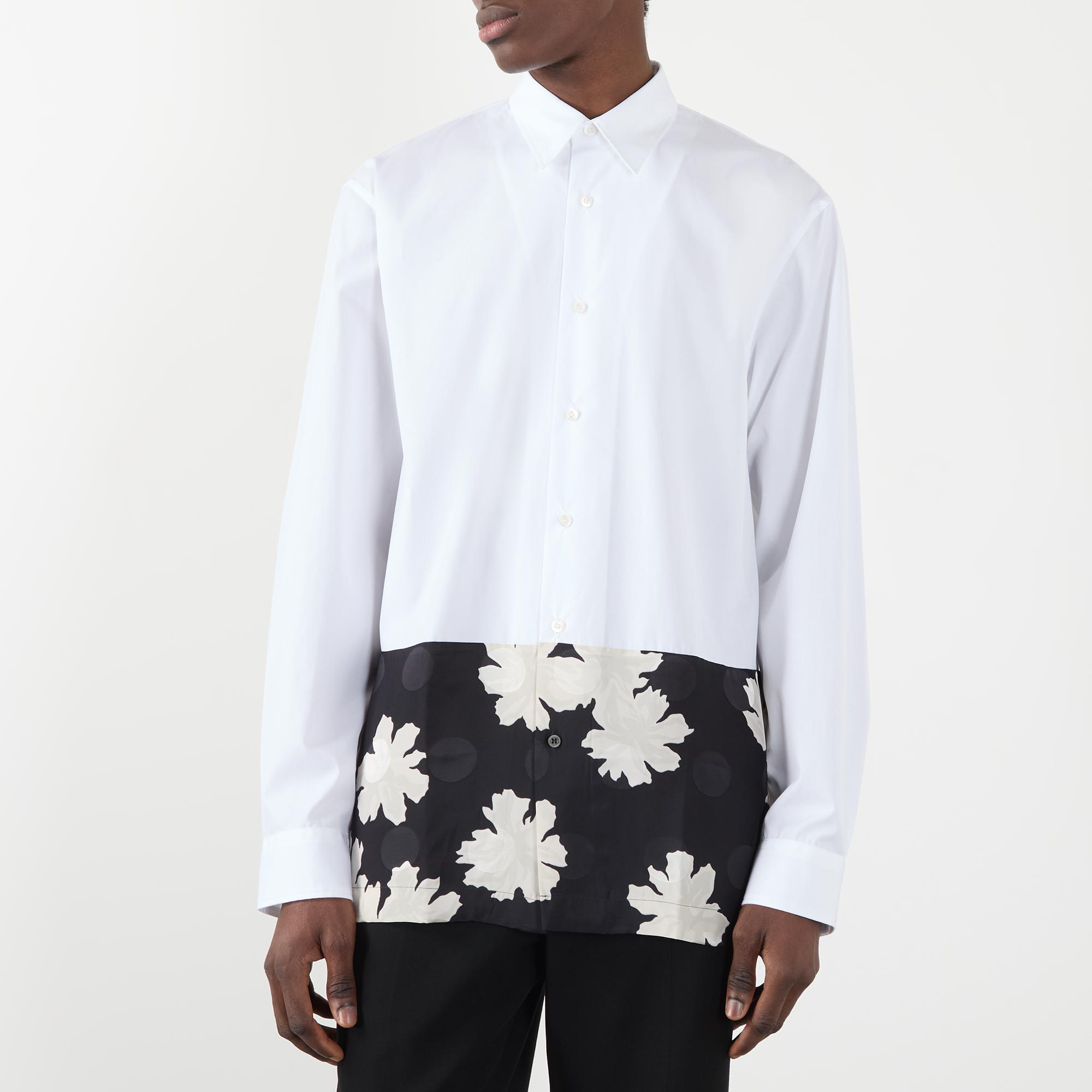 DRIES VAN NOTEN Two Tone Flower Casual Shirt