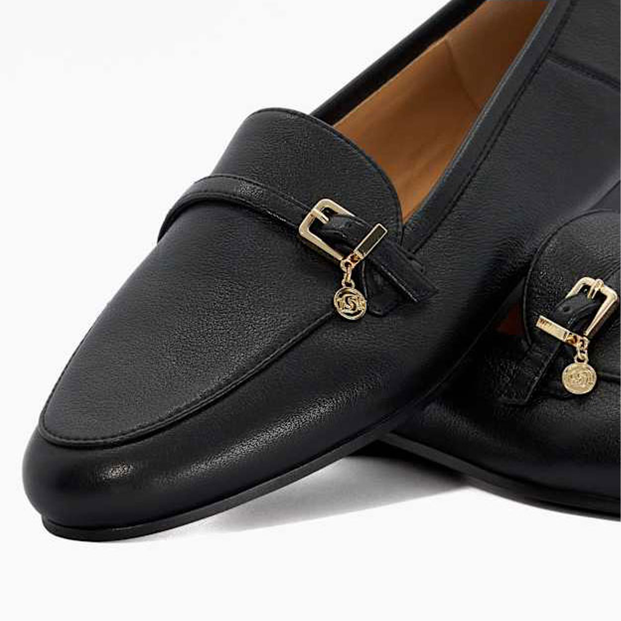 Greya Leather Charm Detail Loafers