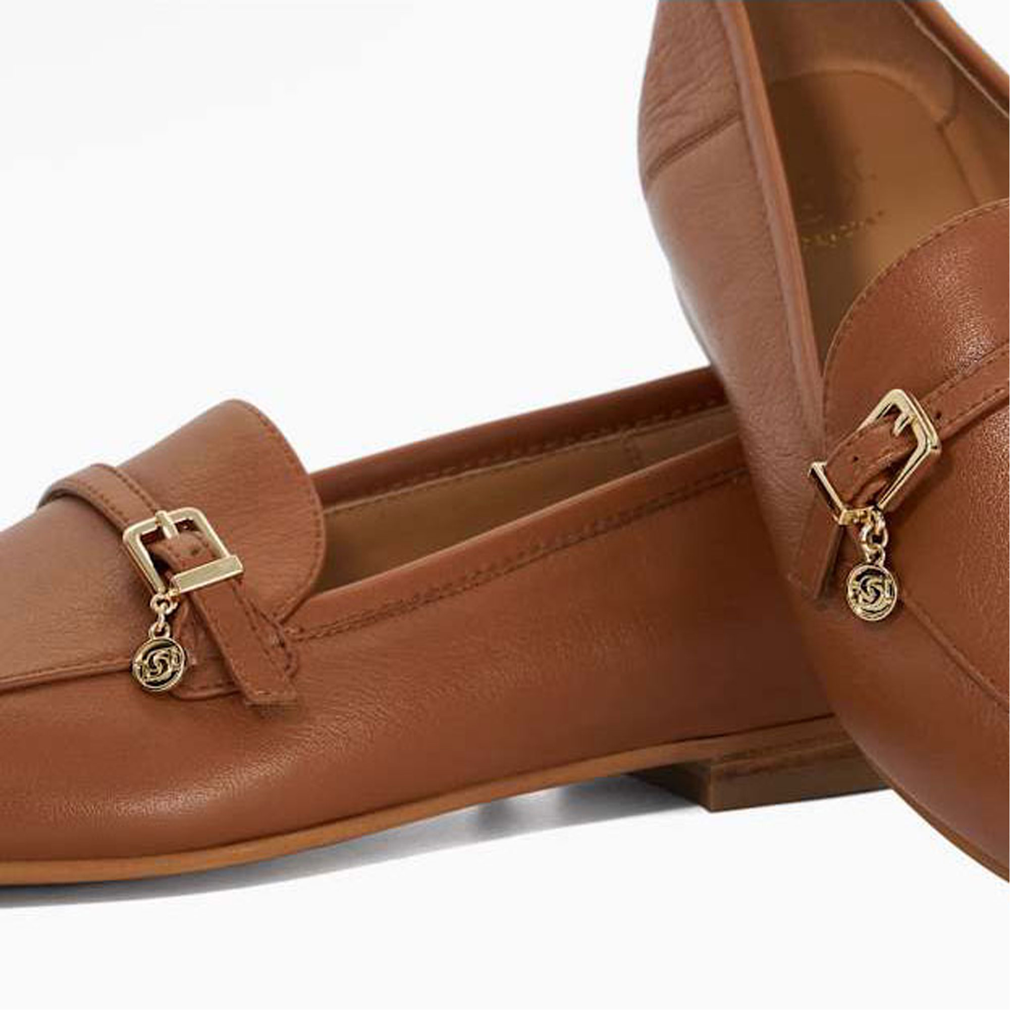 Greya Leather Charm Detail Loafers