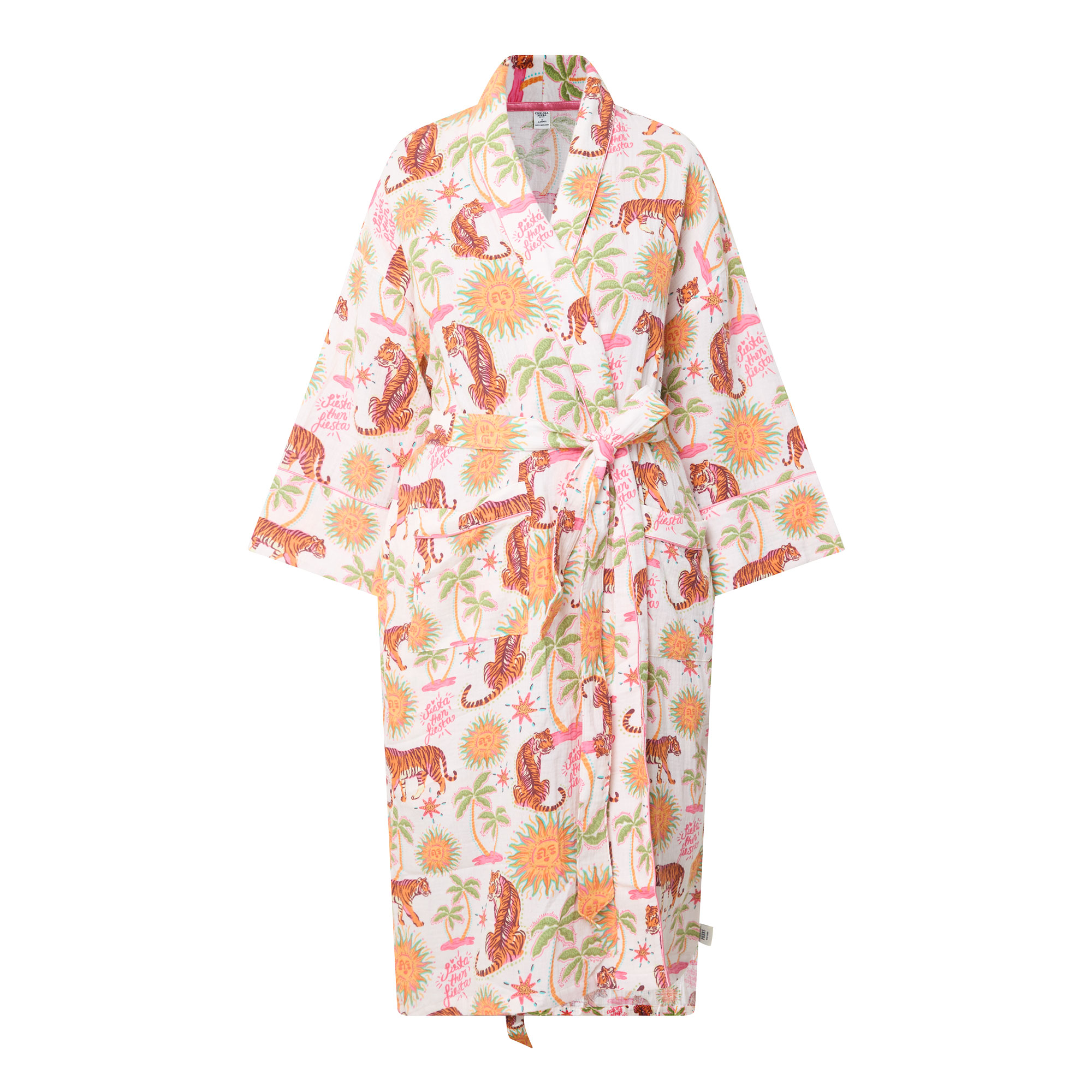 CHELSEA PEERS Siesta Tiger Print Cheesecloth Robe