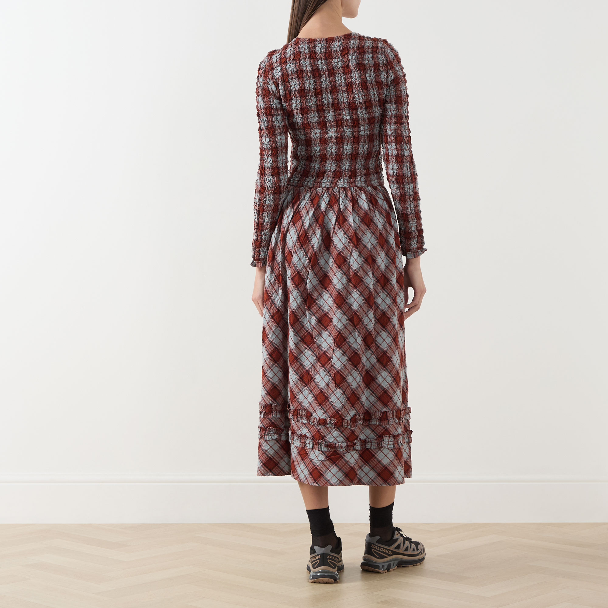 DAMSON MADDER Posey Smocked Check Dress