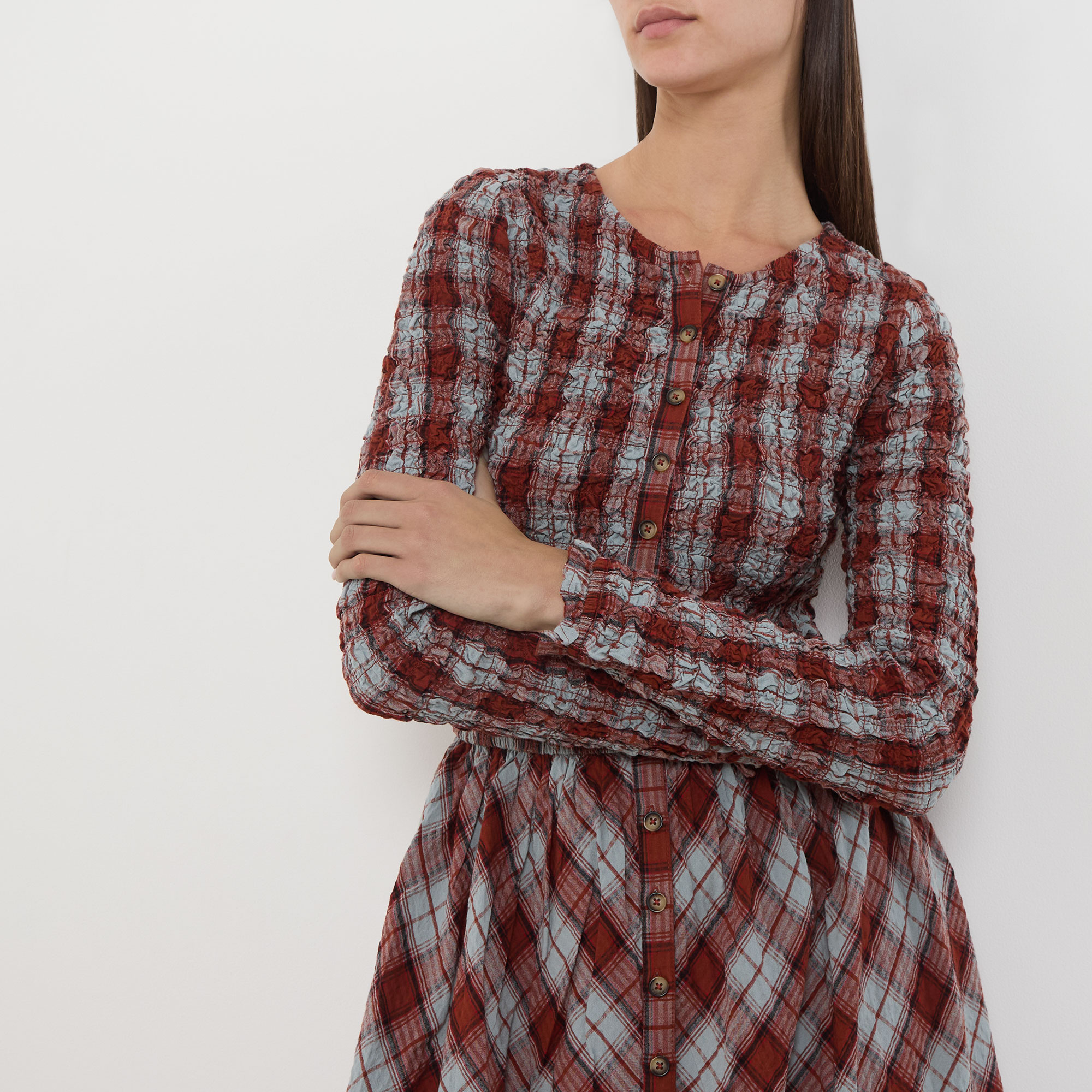 DAMSON MADDER Posey Smocked Check Dress