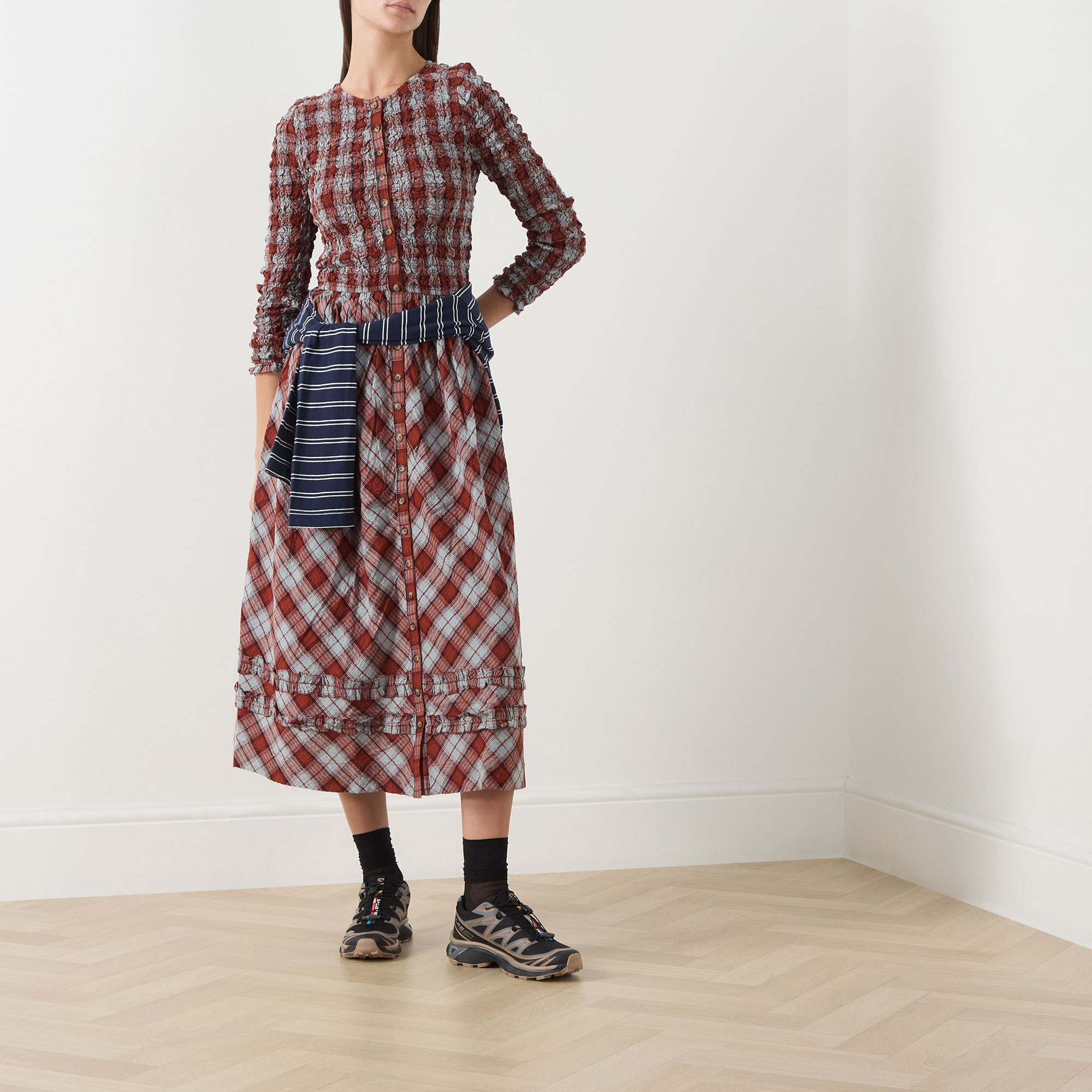 DAMSON MADDER Posey Smocked Check Dress